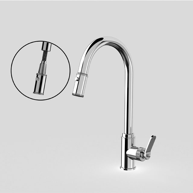 Industrial Style Mono kitchen Brass Mixed Tap With Pull Out Of Spray-Nozzle