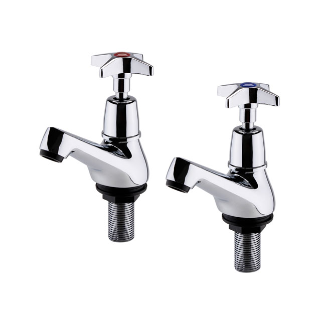Pair Base Bath Taps Chrome-3/4" Mechanical Valves