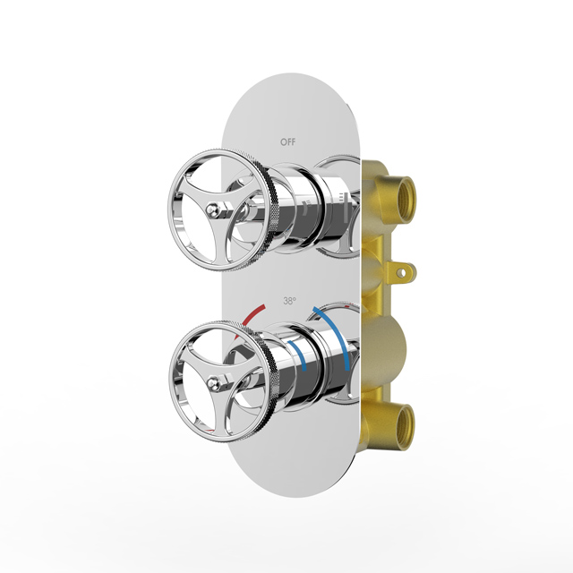 1 Outlet Industrial Style Round Modern Twin Concealed Shower Valve