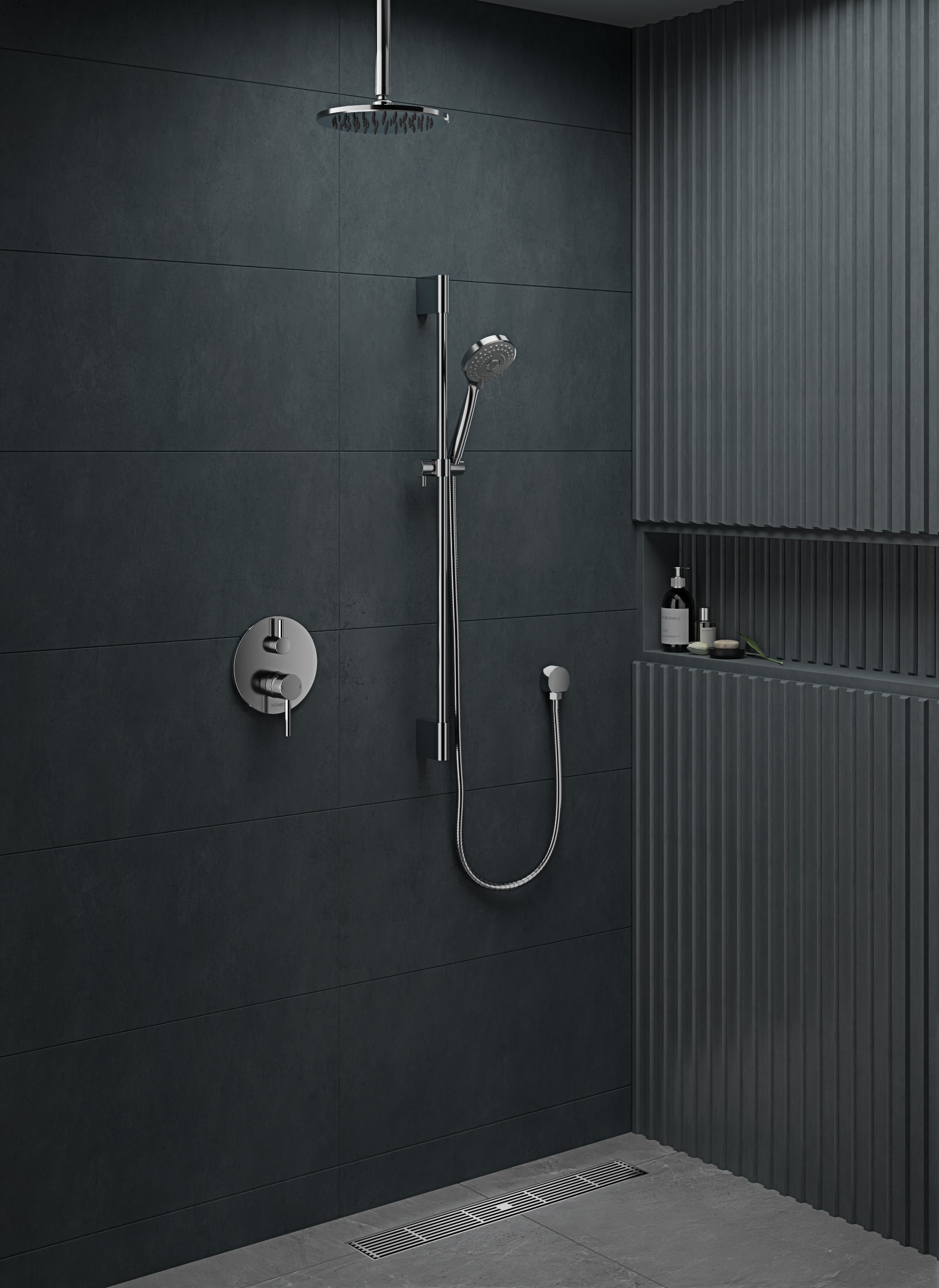 Mordern Slider Rail Kit+Multi-Function Handset +Two Outlets Concealed ...